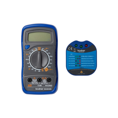 Lot multimètre 18 calibre CAT III / 600 V + Testeur de prises - Brico Dépôt