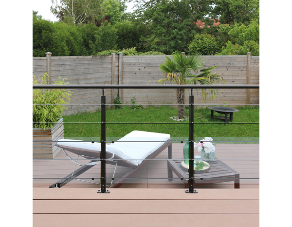 Kit balustrade à plat aluminium noir "Jorun" H. 1 m x L. 2 m - Brico Dépôt