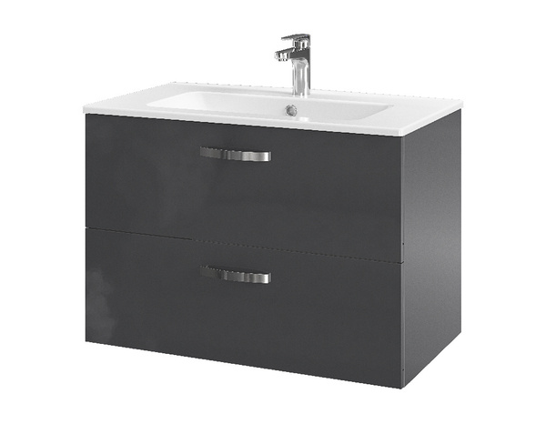 Meuble sous vasque à suspendre gris "Aruna" L. 80 x H. 55 x P. 45 cm ...