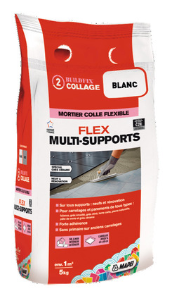 MORTIER COLLE FLEX MULTISUPPORT C2E Blanc 5 kg - Brico Dépôt